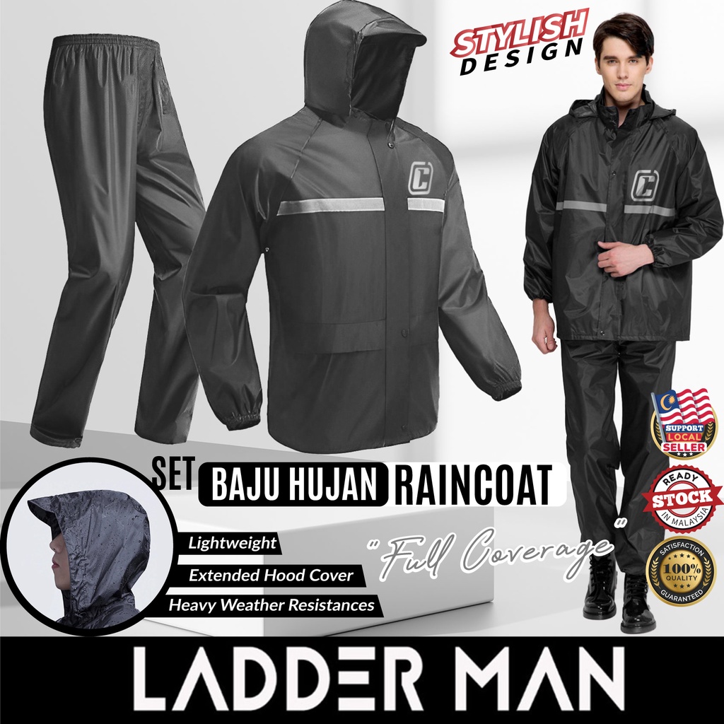 LADDERMAN Rain Coat Set Baju Hujan Motor Lelaki Perempuan Men Jaket ...