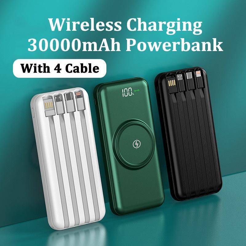 30000mAh Wireless Power Bank Full Screen Portable Dual USB for All ...