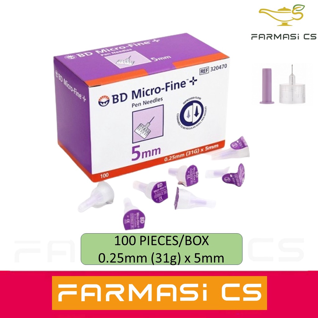 BD Micro-Fine Pen Needles 5mm 31g (0.25mm x 5mm) 100 pieces / 100 ...