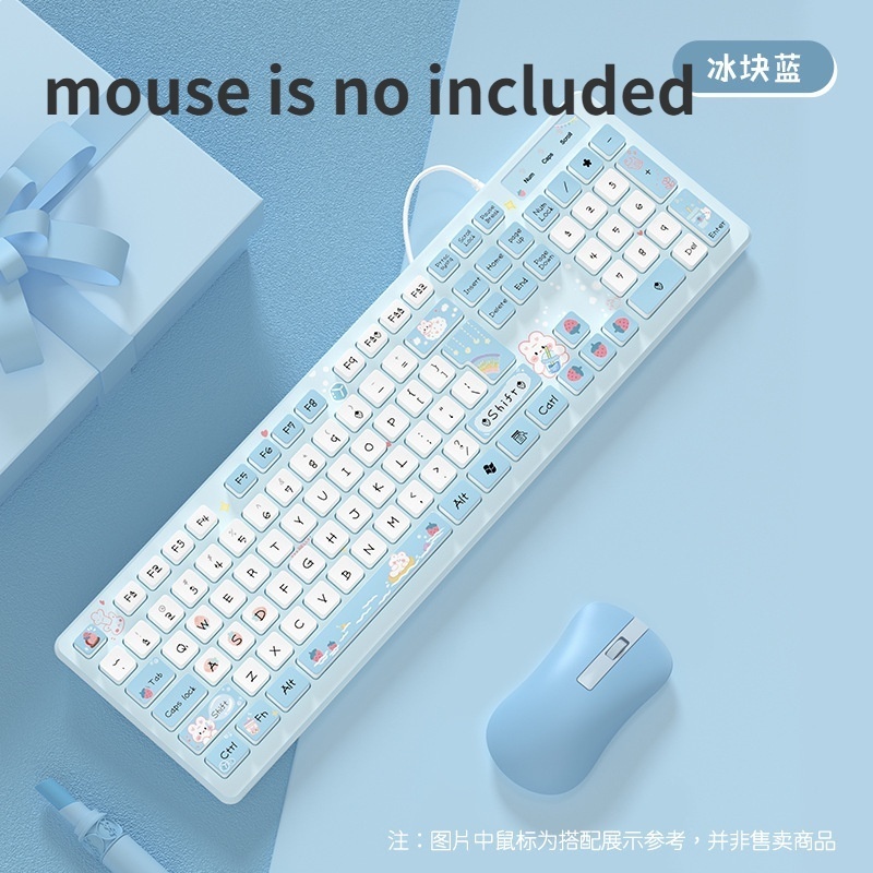 Wired USB Keyboard Cute Cartoon Rabbit Silent Keyboard With 104 Keycaps ...