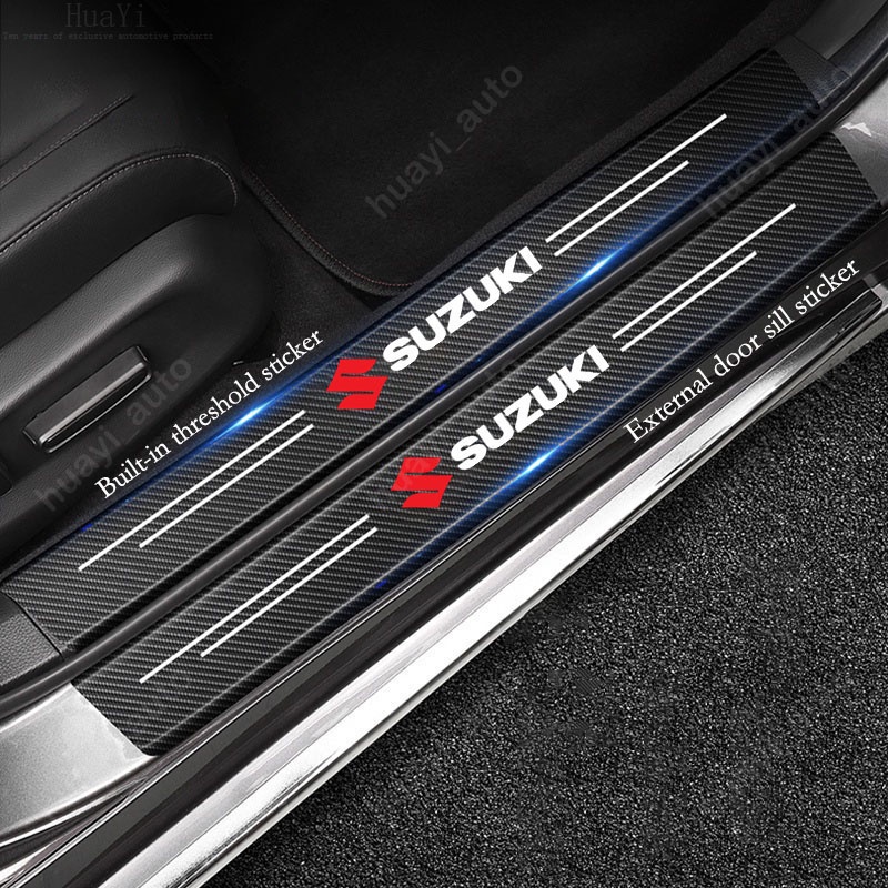 Suzuki Swift Car Door Sill Sticker Anti-Scratch Carbon Fiber leather ...