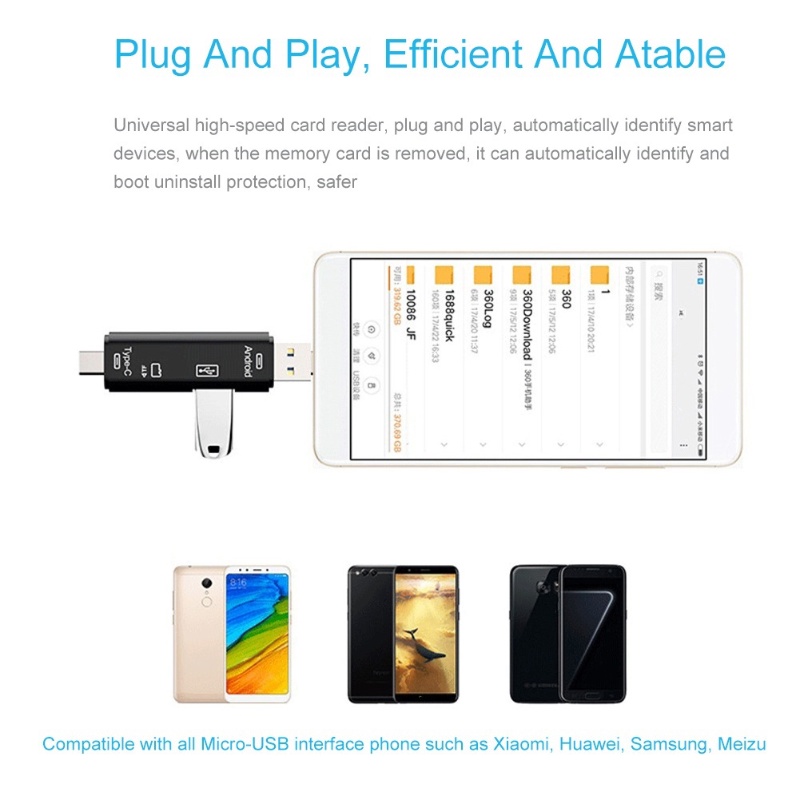 Multifunction OTG Card Reader 5-IN-1 Micro USB Type C TF Card Reader ...