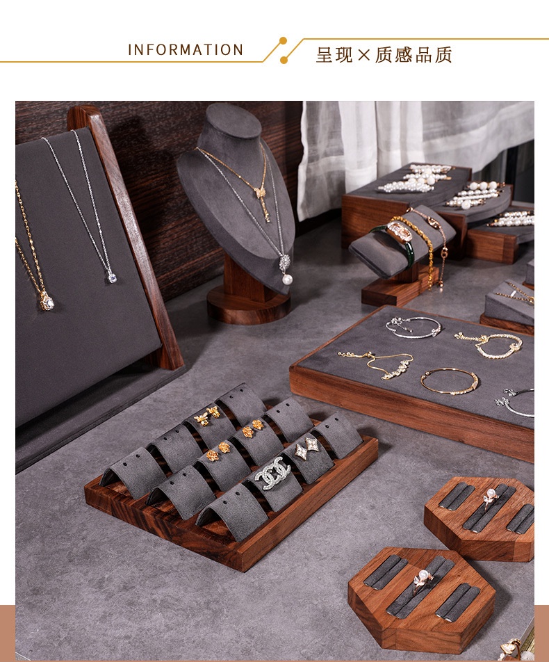 Jewelry Display Props Pendant Necklace Display Stand Solid Wood Ring ...