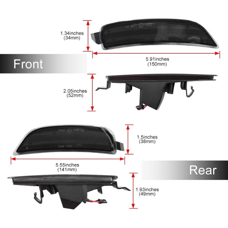 For 2016-2022 Mazda MX-5 Miata LED Front Rear Side Marker Light Smoked ...