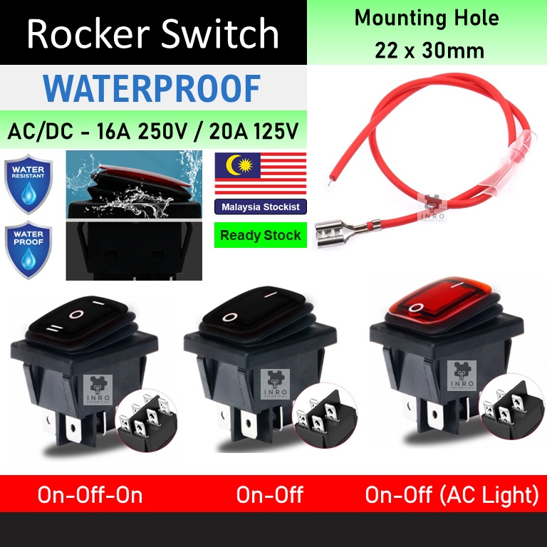 Waterproof [AC DC] 4 Pin / 6 Pin DPST DPDT KCD4 Rocker Switch, Suis ...