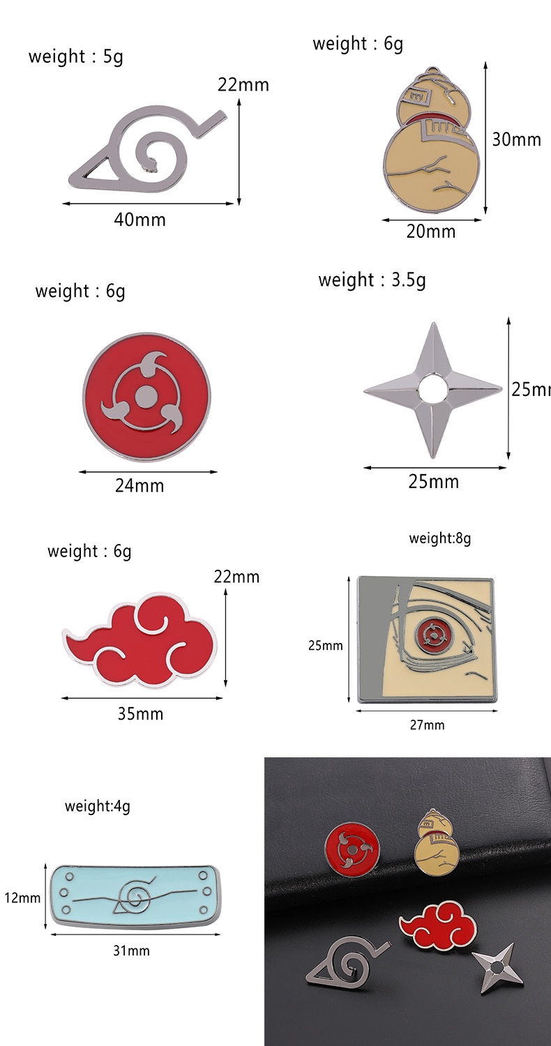 Naruto Enamel Pins Anime Brooch Akatsuki Konoha Village Ninja Uchiha ...