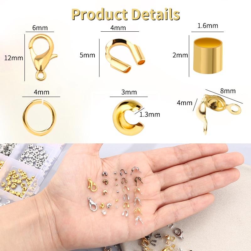 Crimp Beads Covers Kit with Bead Crimping Pliers Tool Brass Crimp Beads ...