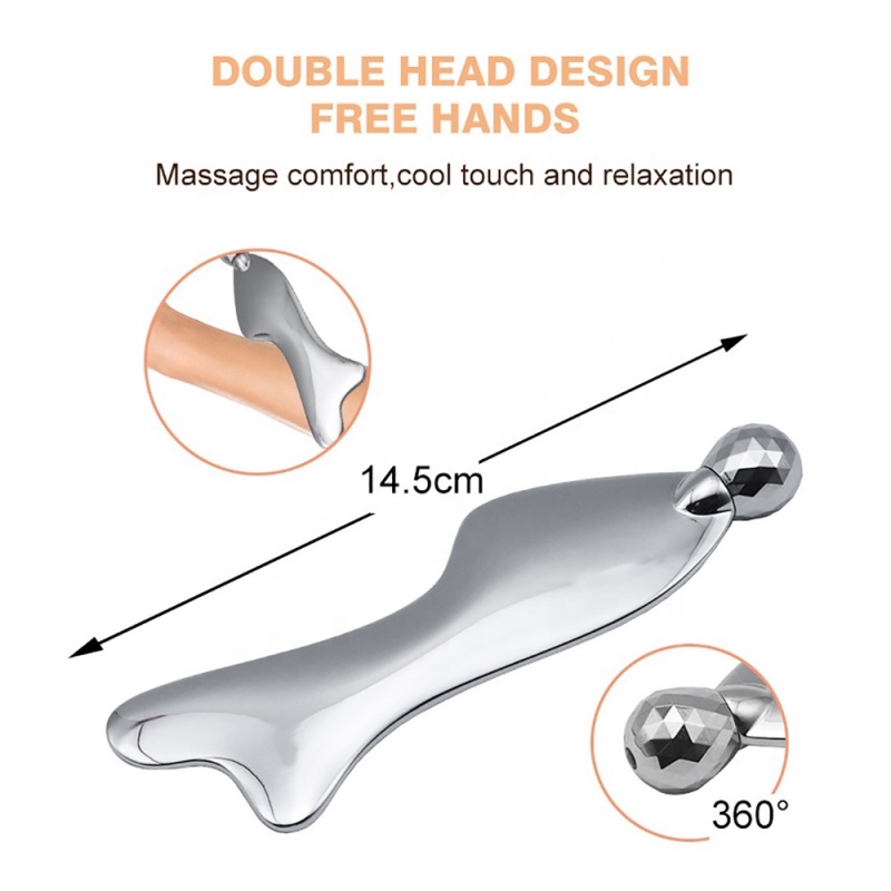 2 IN 1 Face Gua Sha Board Stainless Steel Fish Shape Scraper Facial ...