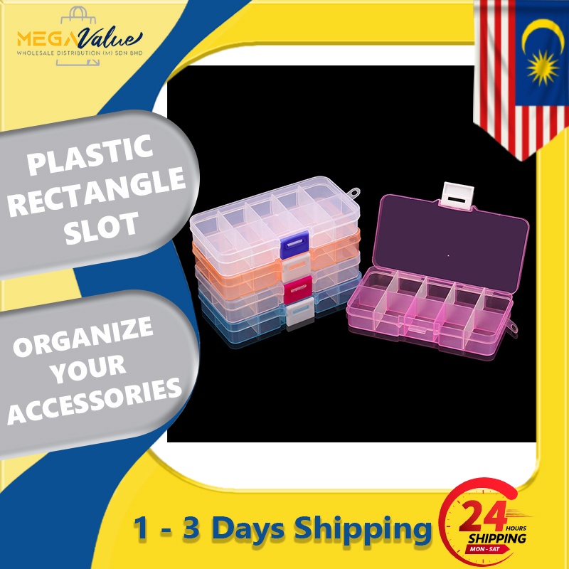 READY STOCK | Plastic Rectangular Slot Adjustable Jewelry Transparent ...