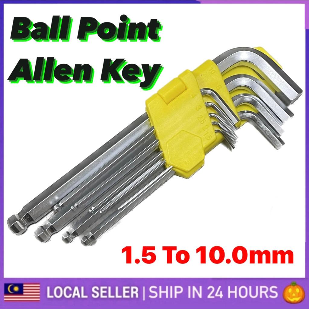 9 Pcs Harden Ball Point Allen Key Set Hexagon ALLENKEY HEX wrench ...