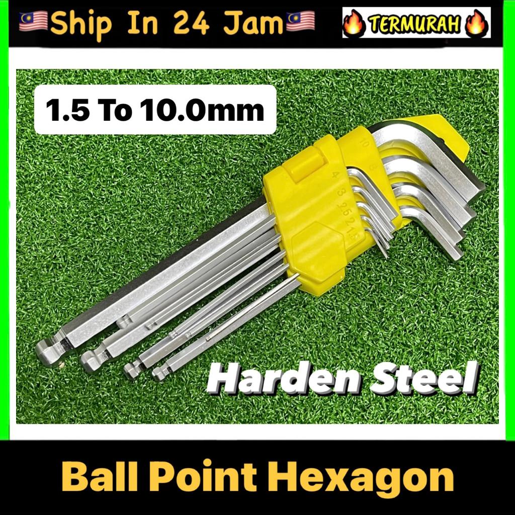 9 Pcs Harden Ball Point Allen Key Set Hexagon Screwdriver Spanner ...