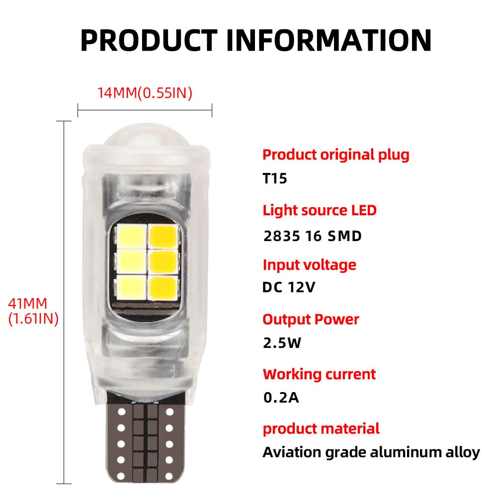 2pcs T15 Dual Contact Led W16W Motorcycle Turn Signal Two-Color Daytime ...