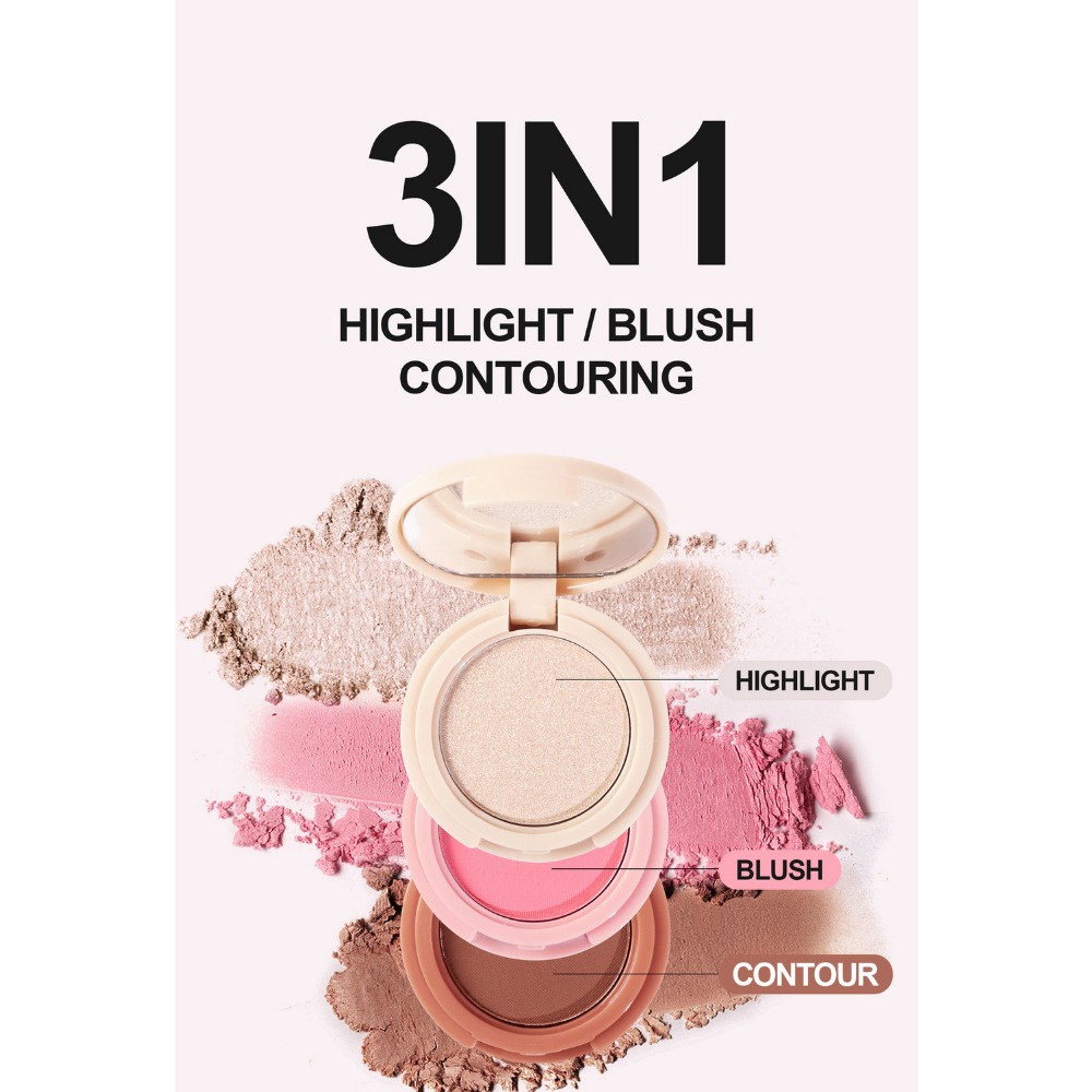 HANDAIYAN Powder Blusher Three Layers 3 In 1 Highlight Decorate Makeup ...
