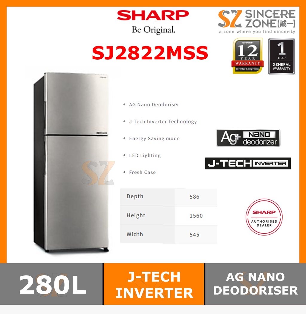 SHARP SJ2822MSS 280L Inverter Fridge | Shopee Malaysia