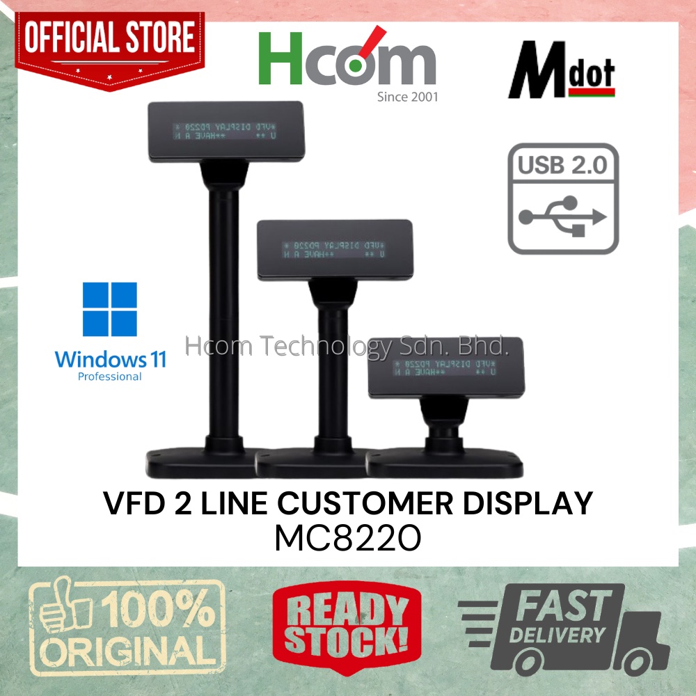 MDOT VFD 2 Line Customer Display MC8220 (USB) | Shopee Malaysia