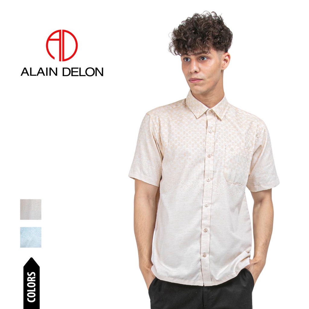 Alain Delon Short Sleeve Modern Fit Linen Look Floral Shirt - 14422064 ...