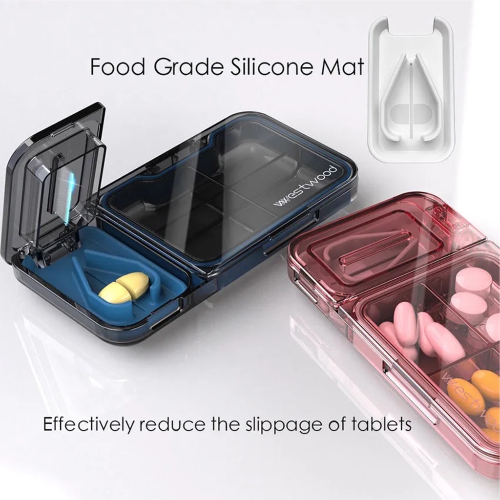 BC Portable Medicine Pill Cutter Box Tablet Splitter Compartment ...