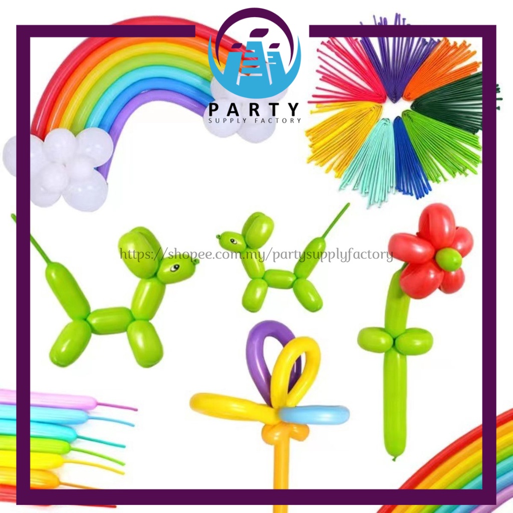 (100pcs) Clown Long Balloon Latex Grade 260 Twist Balloon Long Balloons ...