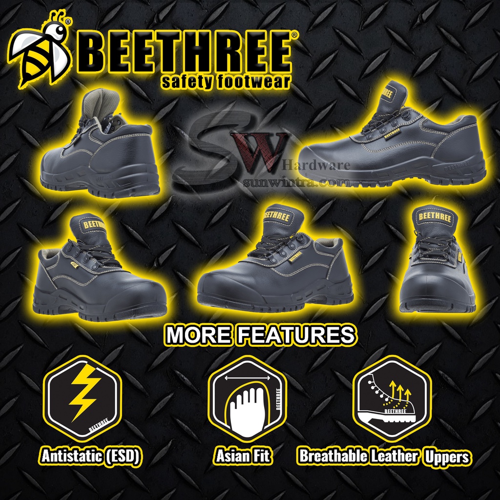 BEETHREE BT8831 4.5INCHES LOW-CUT LACE-UP SAFETY SHOES BT-8831 (Size ...