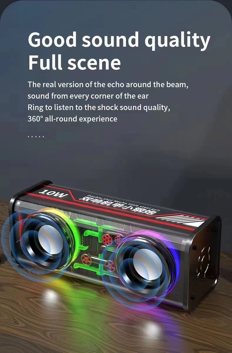 BYZ K07/ V08 5W /10W Transparent Mech Bluetooth Speaker w RGB Breathing Light , 360° TWS Stereo ...