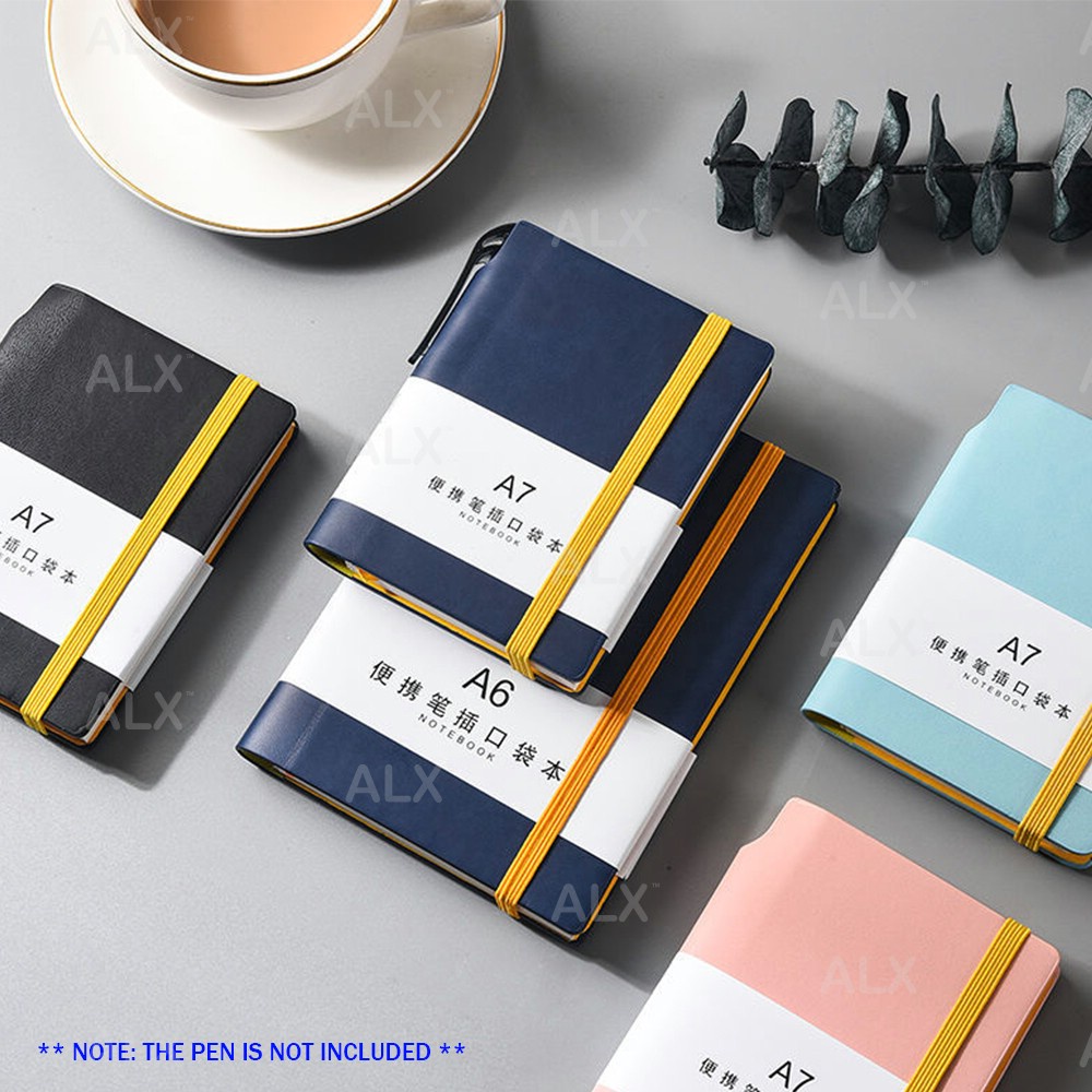 ALX Leather Cover A6 A7 Pocket Size Notebook Student Planner Book Diary ...