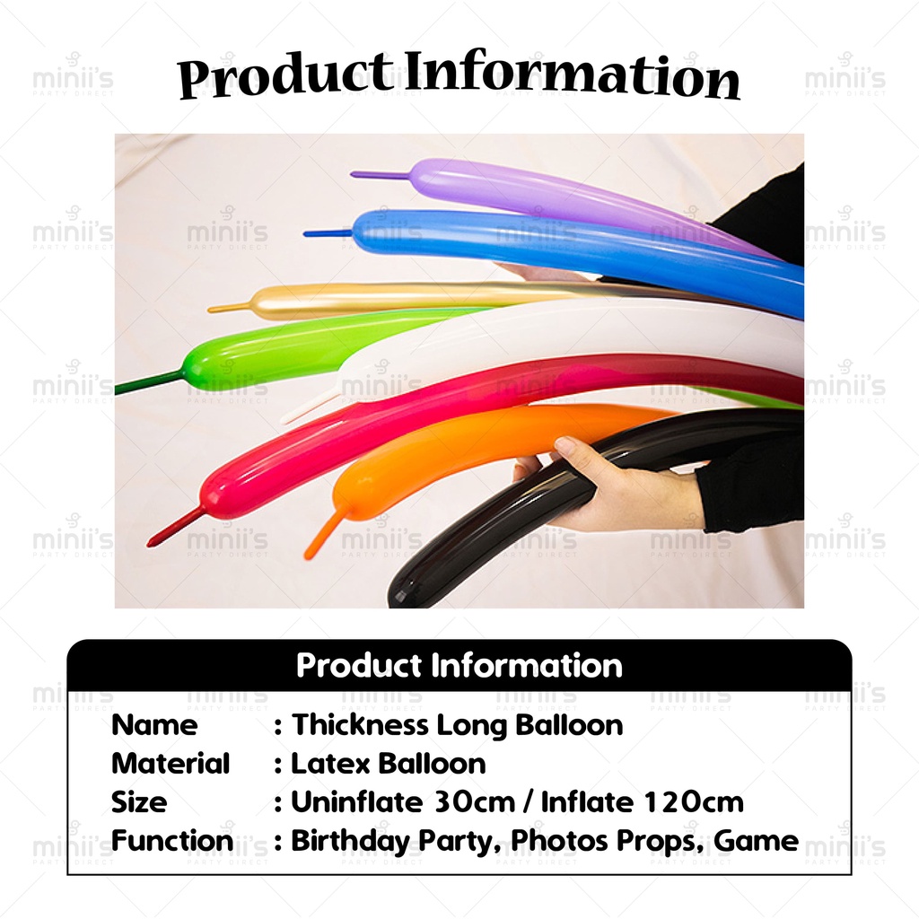 MINIIS PARTY 10pcs Long Balloon 260 Balloon Long Ballon Panjang Twist ...