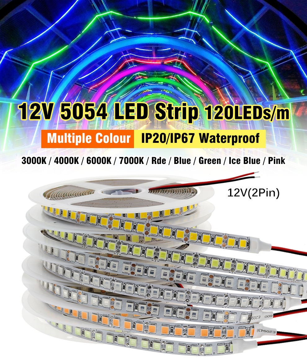LED Strip 5054 DC12V 120LEDs/m 5M Waterproof Flexible Tape Light Neon ...
