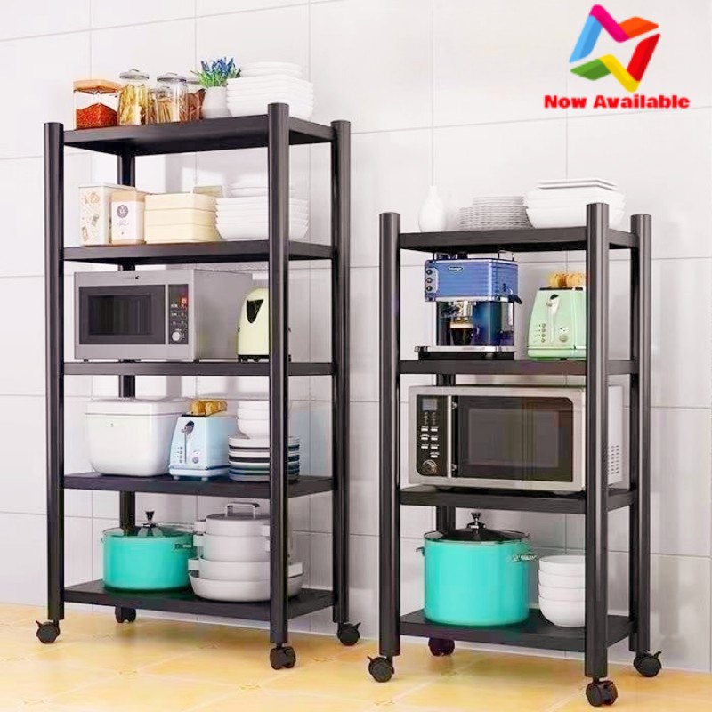 【NV Ready Stock】3/4/5 Tier Steel Kitchen Organizer Roller Rack Portable ...