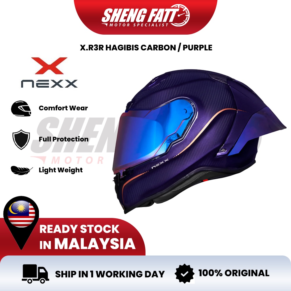 NEXX X.R3R HAGIBIS PURPLE Full Face Helmet Motor Visor Topi Keledar ...