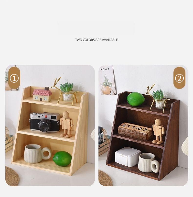 Ready Stock Rak Meja Retro Wood Table Display Rack Shelf Desk Organizer ...