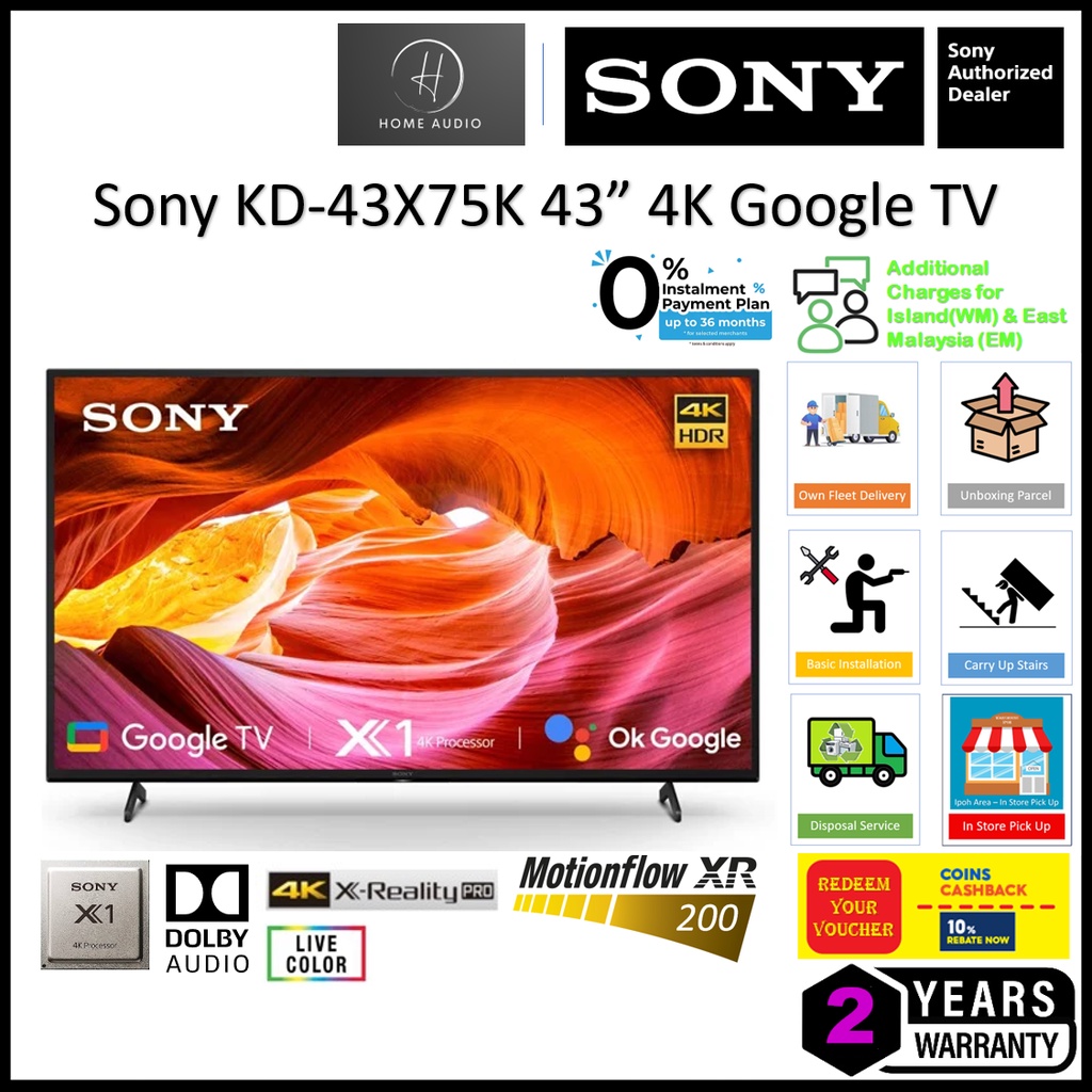 Sony Android TV 43 Inch 4K HDR LED (Google TV) Android TV - KD-43X75K ...