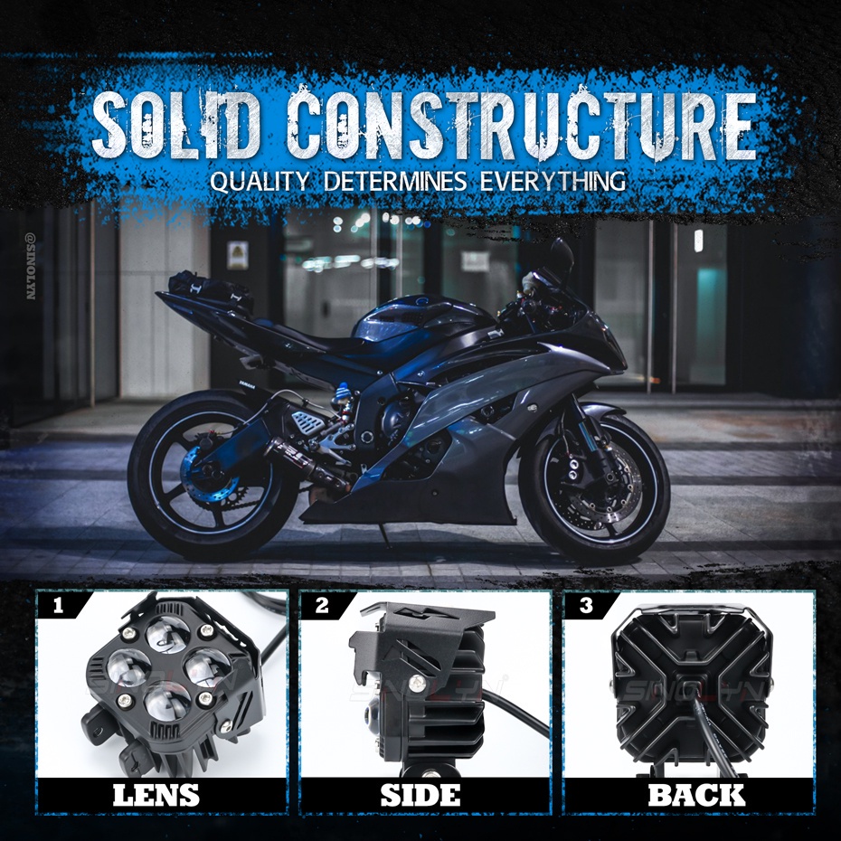 12 LED Sport Light Motorcycle Headlight Combo Beam LED Spotlight Fog ...