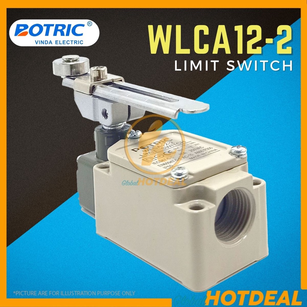 BOTRIC WLCA12-2 7208 Limit Switch Adjustable Roller Arm IP65 10A 250VAC Electrical Accesories ...
