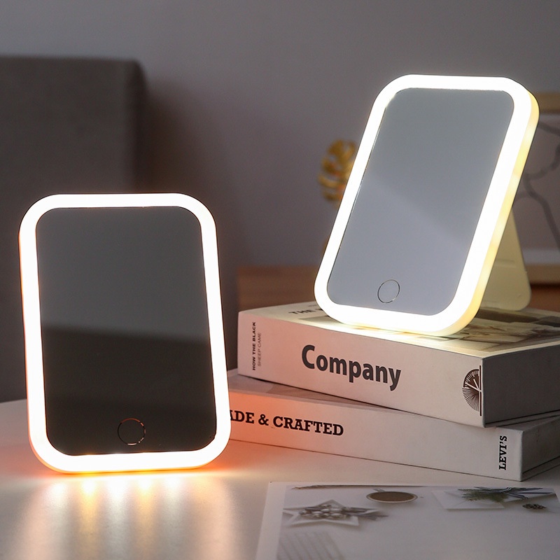 USB Rechargeable Mini LED Light Makeup Mirror Portable Travel Folding ...