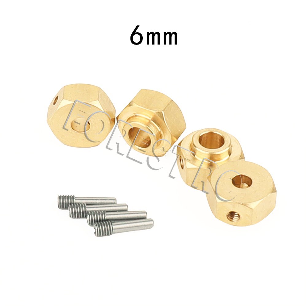 4pcs 6/7/8/9/10/12mm Heavier Brass 12mm Wheel Hex Wheel Hub Extended Adapter for 1/10 RC Crawler ...