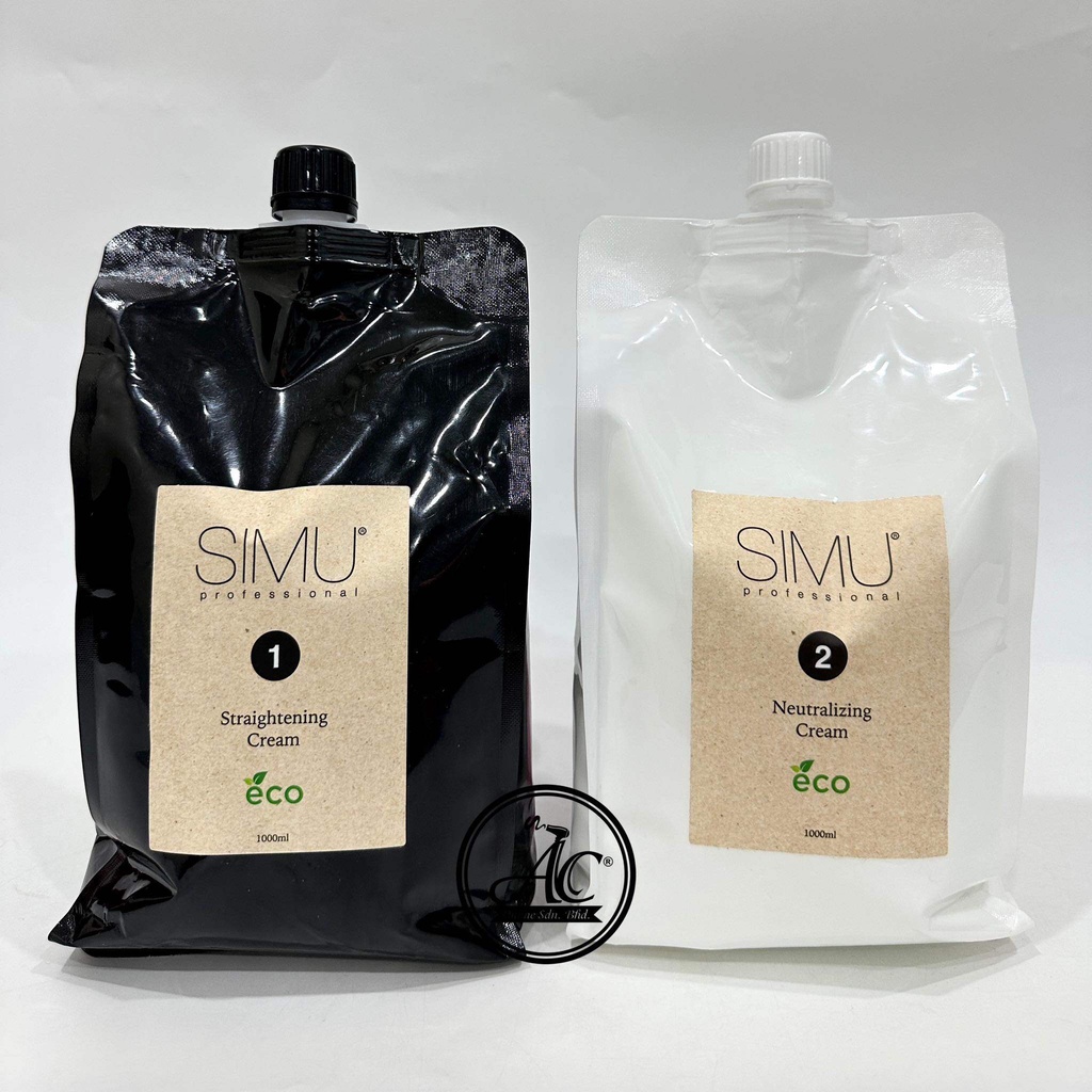 Simu Rebonding Cream 1000ml x2 Straightening Cream + Neutralizing Cream ...