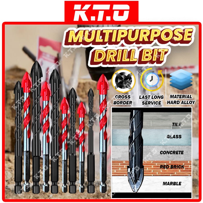 KTO Multipurpose Carbide Drill Tip Triangle Drill Bit Hole Opener Glass ...