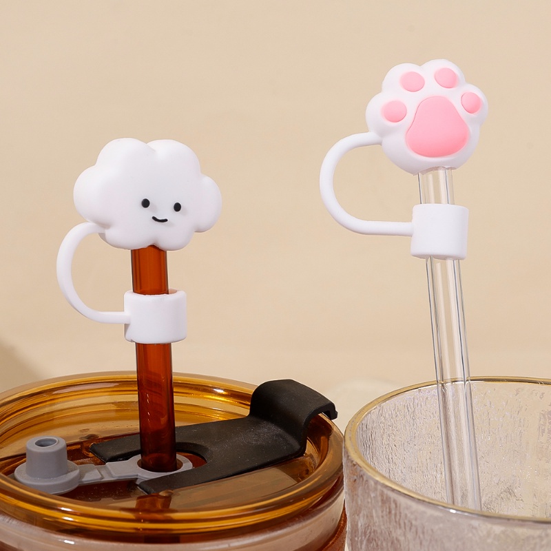 Creative Cartoon Silicone Straw Tips Protector Cap / Drinking Straw ...