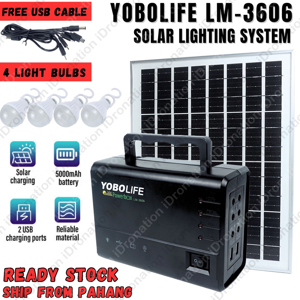 YOBOLIFE LM-3606 16V15W Solar Power System 5000mAh Portable Outdoor Solar Panels Powerbank ...