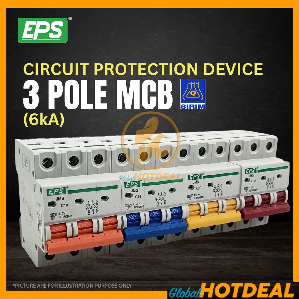 [SIRIM] EPS 3 POLE MCB Three Pole Miniature Circuit Breaker MCB DIN Rail Mount MCB Box Kotak ...