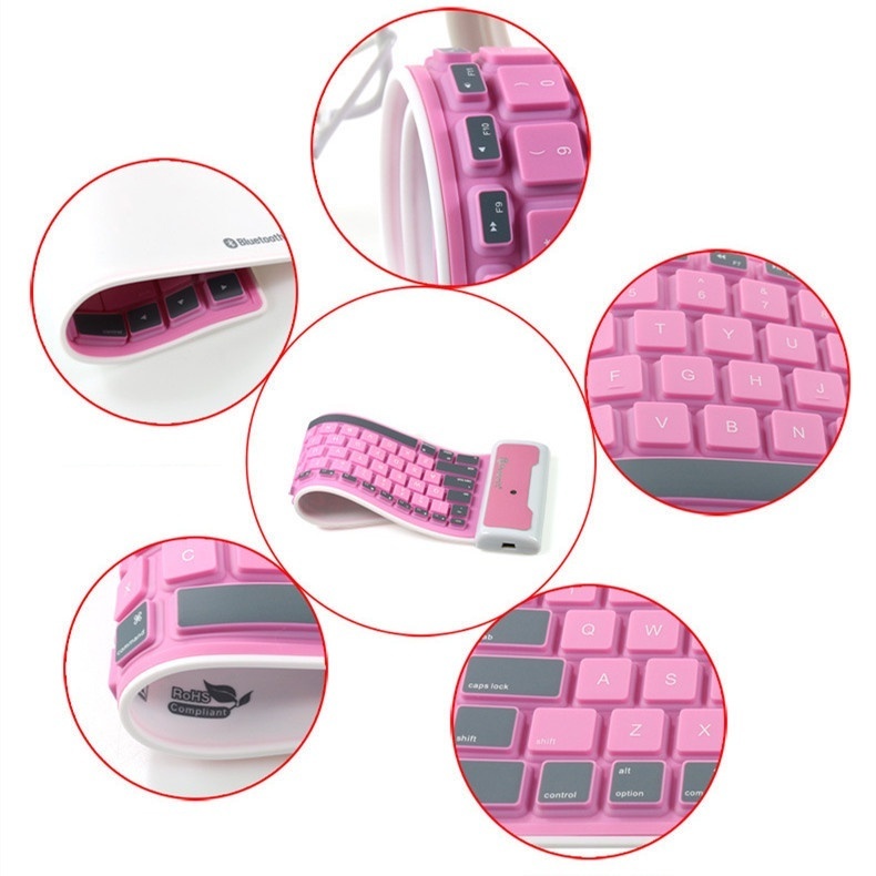 Wireless Bluetooth Keyboard Waterproof Foldable Keyboard Mini Soft ...