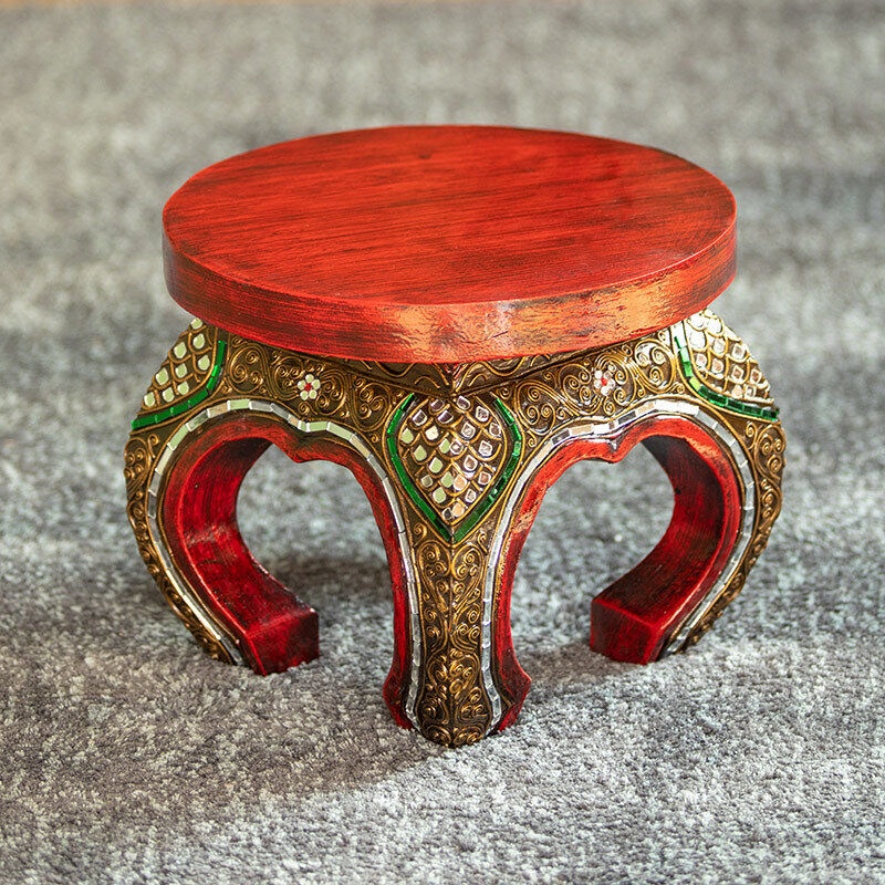 Handmade Solid Wood Stool Plant Base Low Stool Round Stool Shoe ...