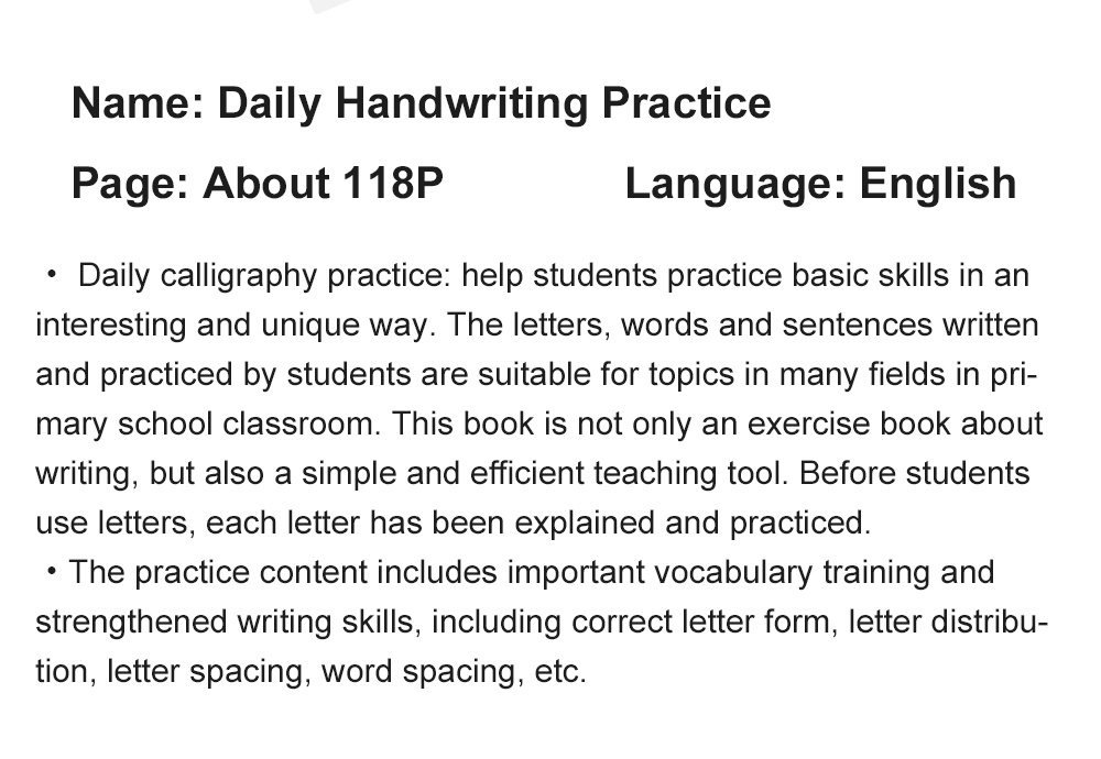 Children Daily Handwriting Practice Traditional Cursive for Kids Learn ...