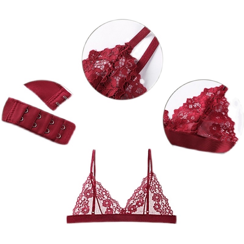 ZXYOUPING 3pcs Sexy Bra for Women Hollow Out Transparent Lace Non ...