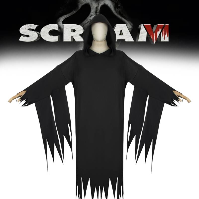 Horror Scream VI Grimace Killer Cosplay Black Cloak Cosplay Costume ...