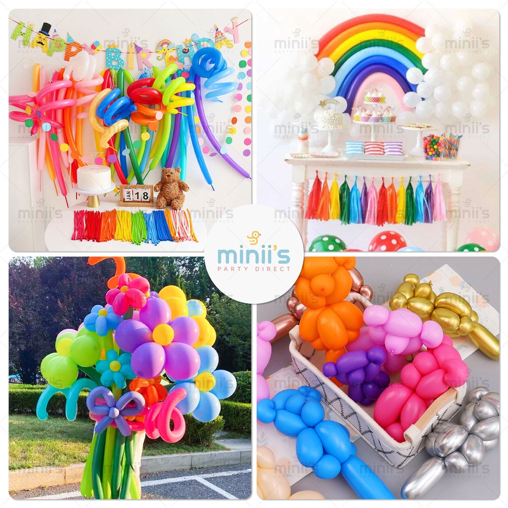 MINIIS PARTY 10pcs Long Balloon 260 Balloon Long Ballon Panjang Twist ...