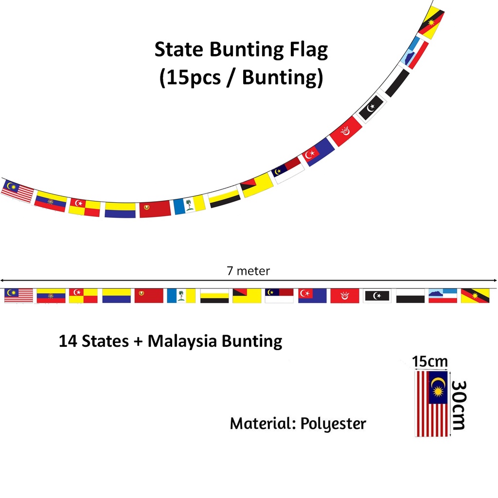 Malaysia Bunch Flag All States Bunch Flag Bendera Kecil Malaysia ...