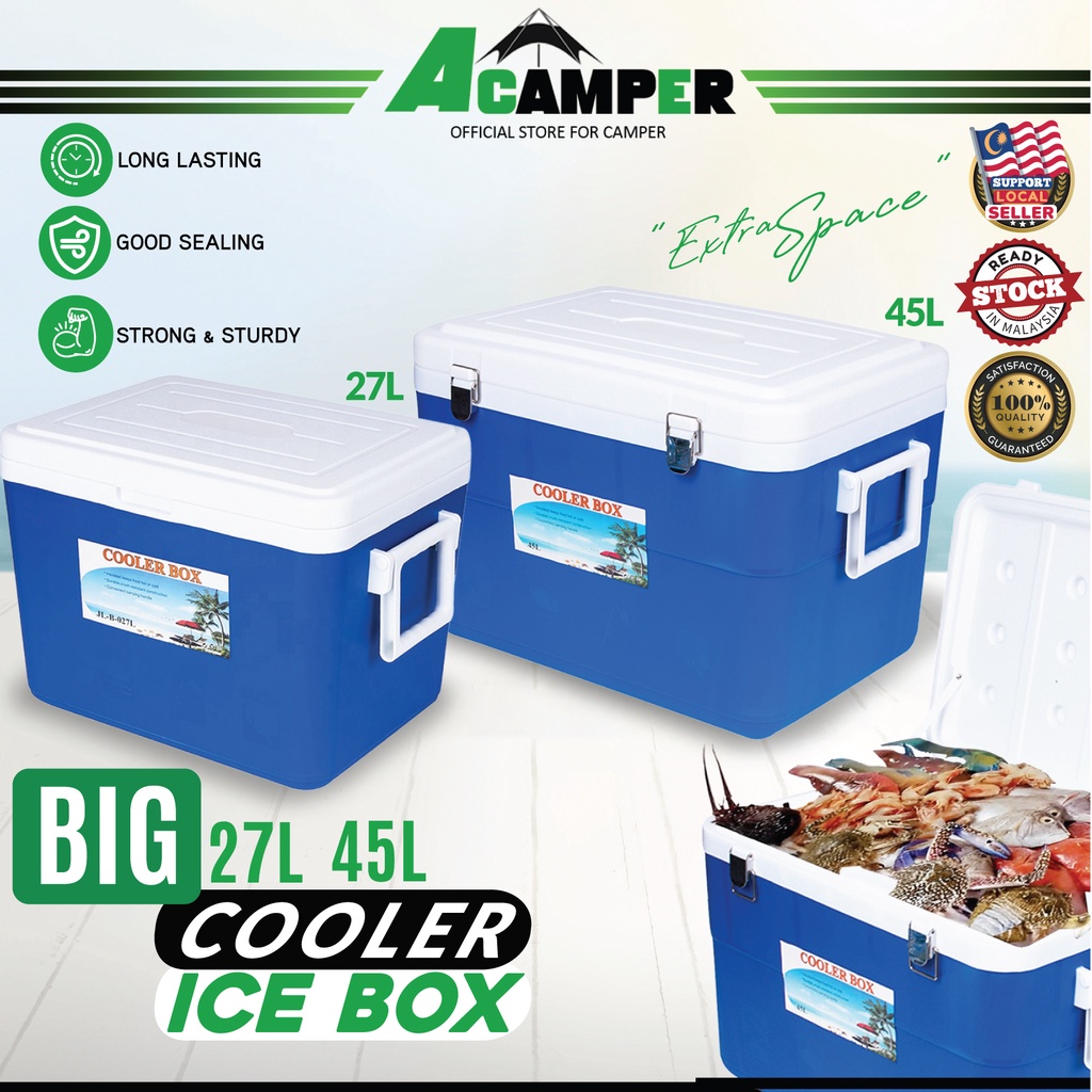 27L 45L Big Cooler Ice Box Heavy Duty Storage Portable Cold Box Icebox ...