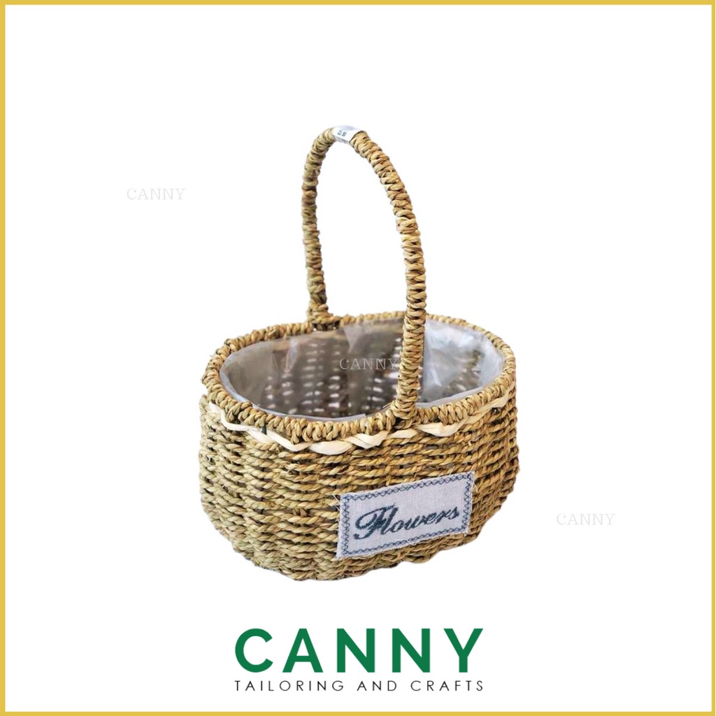NATURAL RATTAN FLOWER BASKET WOODEN AESTHETIC PICNIC BASKET FLOWER DECO ...