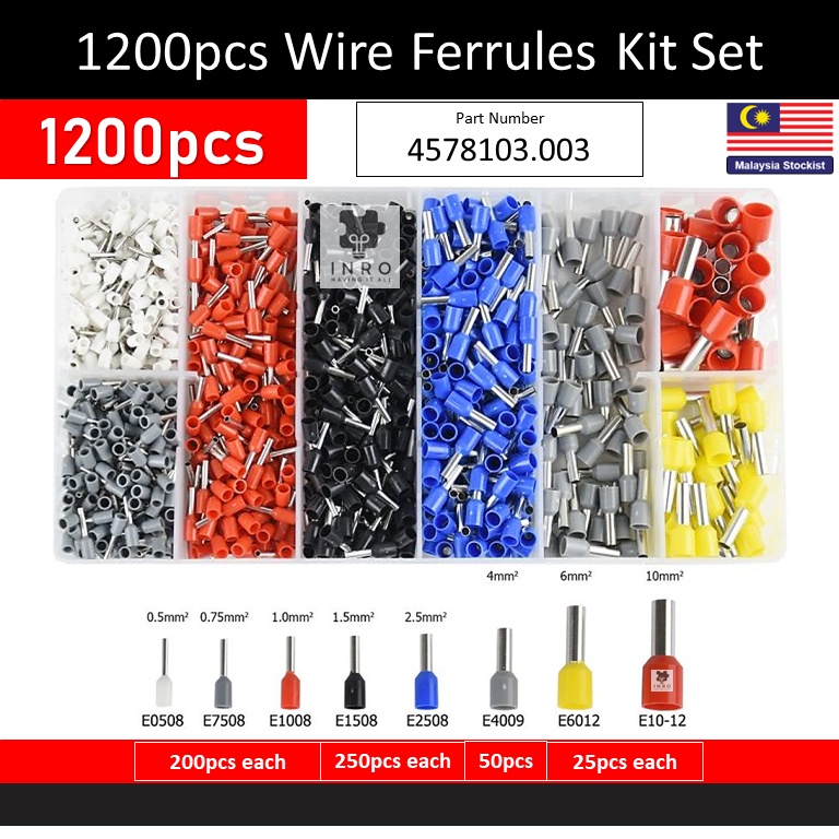 500pcs / 1200pcs Assorted Ferrule Set, Wire Terminal Sets | Shopee Malaysia